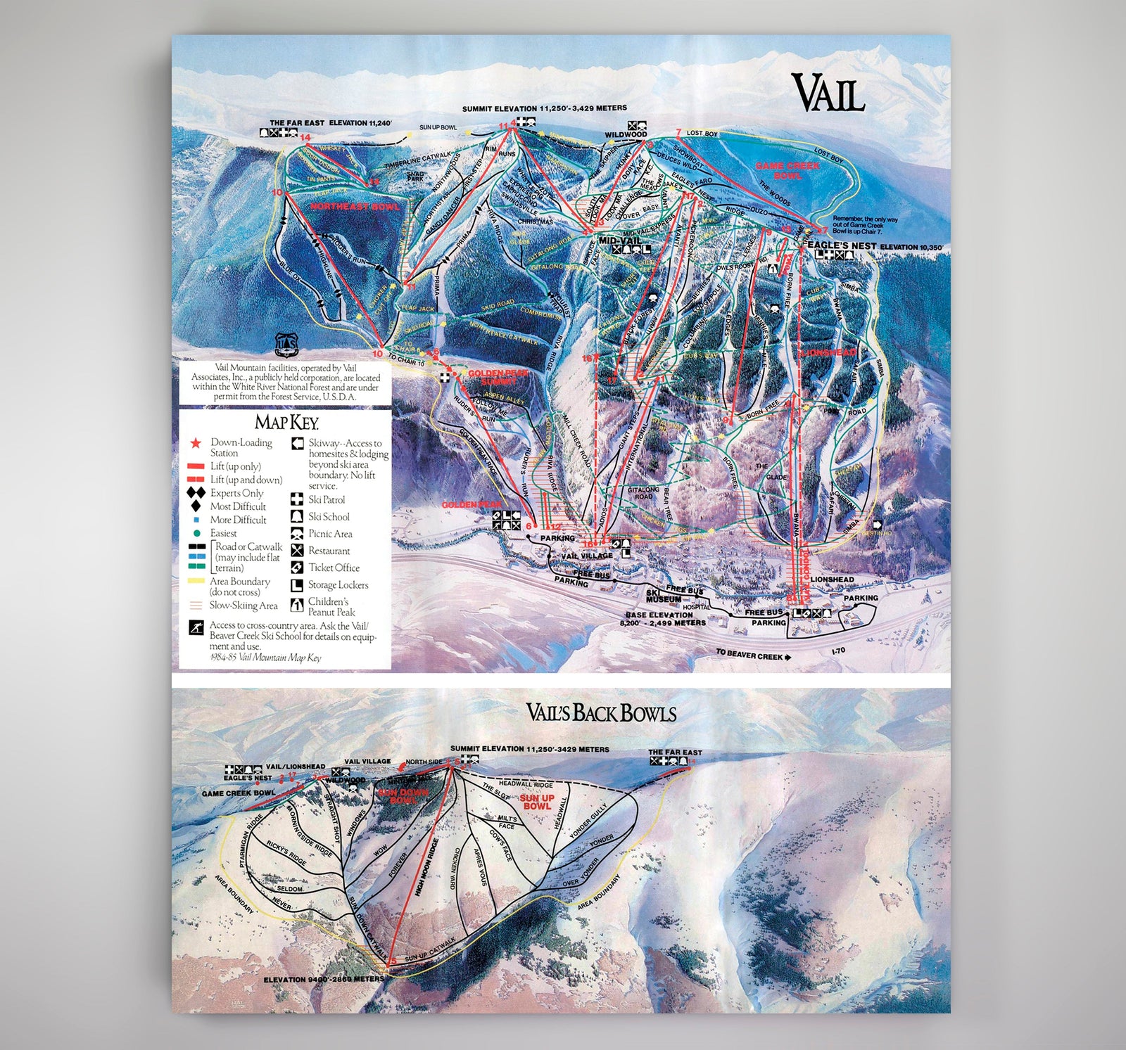 Vail Resort Map 1985